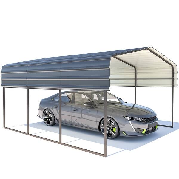 EROMMY Carport with Galvanized Steel Roof, Multi-Use Shelter, Sturdy ...