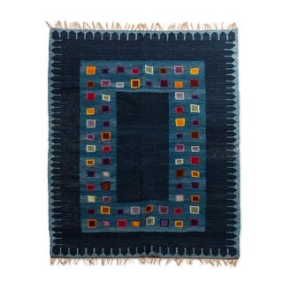 Novica Handmade Color Block Wool Area Rug (2.5X4) - 2' x 6' Runner ...