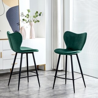 Modern Soft Velvet Dining Chairs Oval Backrest Barstool & Durable Metal ...