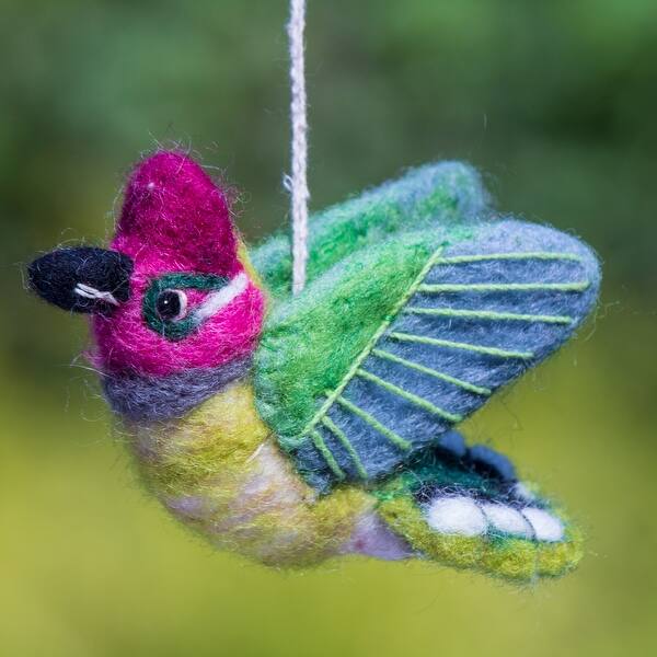 Handmade Wild Woolies Felt Bird Ornament - Anna's Hummingbird (Nepal ...