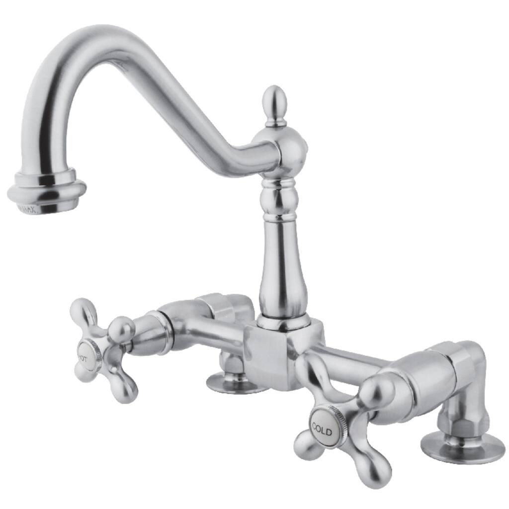 Kingston Brass Heritage Two-Handle Bridge Kitchen Faucet - Overstock ...