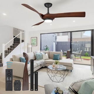 52" Walnut Ceiling Fan with Remote Control - 7 Speeds - Bed Bath ...