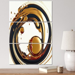 Designart "Gold And Red Spiral V" Modern Canvas Art Print - 3 Panels ...
