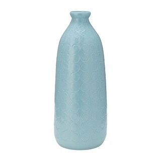16" Ceramic Vase Contemporary Circle Design Blue Vase For Floral ...