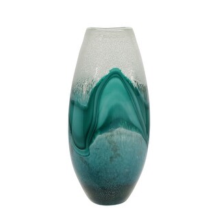 Tapered Trapezoid Glass Tabletop Vase - 17" - Green and White - Bed ...