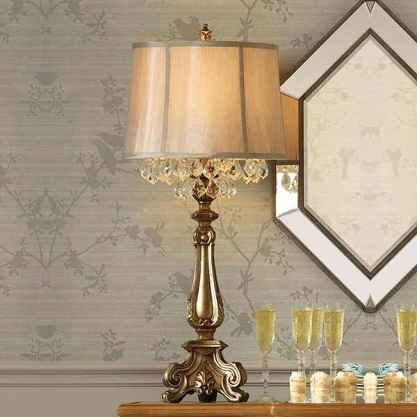 Traditional Console Table Lamp Antique Gold Crystal - 10.5" x 12.5 ...