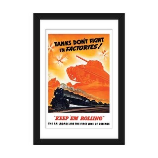 iCanvas "WWII Poster Of Tanks Rolling Into Battle And A Locomotive In ...