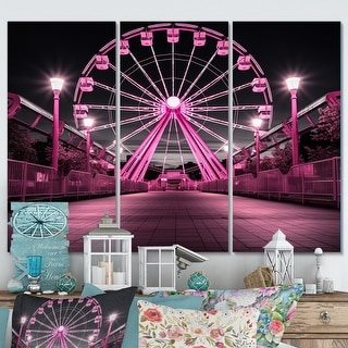 Designart "Pink Ferris Wheel Merrygoround Magic I" Architecture Wall ...