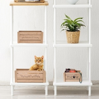 Addie Joy Cat-Themed Wood Storage Crate Organizer Set of 3 - Brown ...