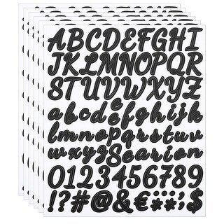 Alphabet Letters Numbers Stickers 6 Sheets Self Adhesive Cursive Decal ...