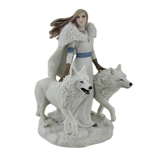 Winter Guardians By Anne Stokes Snow Wolves And Mistress Statue - 9 X 6 ...