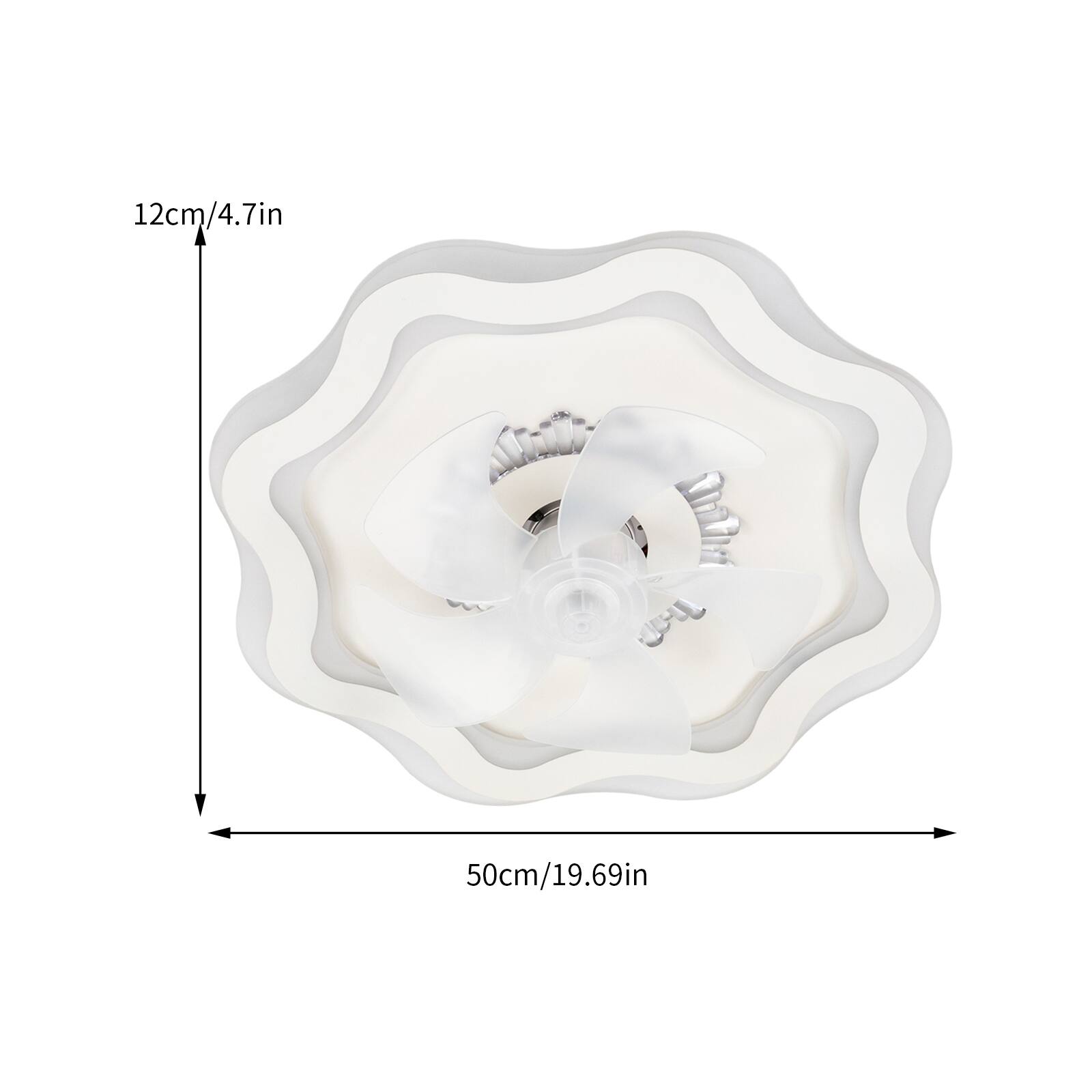 3 Blades Flower Shape Acrylic LED Ceiling Fan with Remote - 19.7 Inches ...