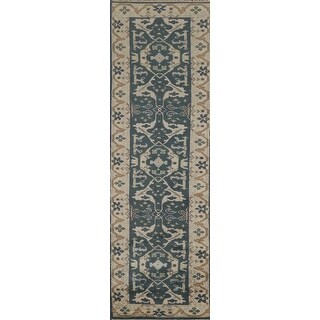 Teal Green Oushak Oriental Runner Rug Handmade Wool Carpet - 2'6"x 10'1 ...