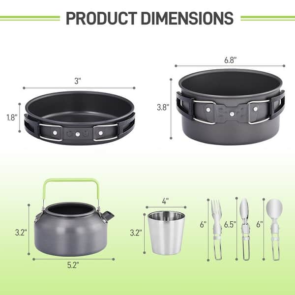 Camping Cookware Set Outdoor Cooking Kit Double Cookware - 10 Pcs - Bed ...