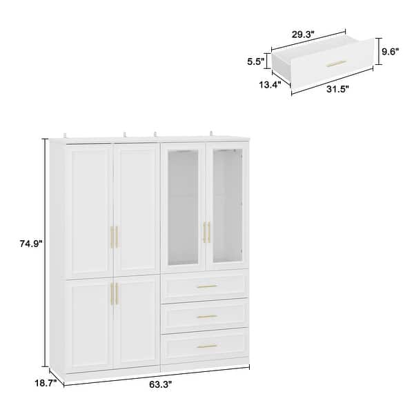 Combo Armoire Wardrobe Storage Cloest Modular Cabinet Dresser Lacquer ...