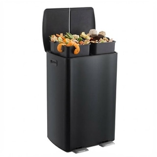 16-Gallon Soft-Close Lids Dual Compartment Trash Can Recycling Bin for ...