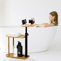 3 Layer Bathtub Tray Table,Bamboo Swivel Bathtub Side Table Height ...