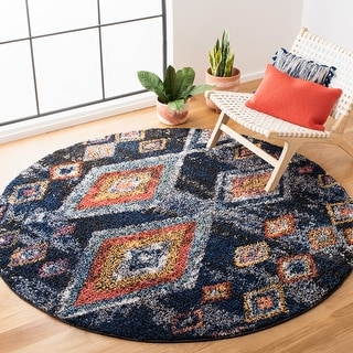 SAFAVIEH Morocco Bohemian & Eclectic Tribal Navy/Multi Polyester Rug ...