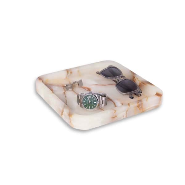 Robbie Genuine Marble Tray and Catch-All in Green Onyx - Bed Bath ...