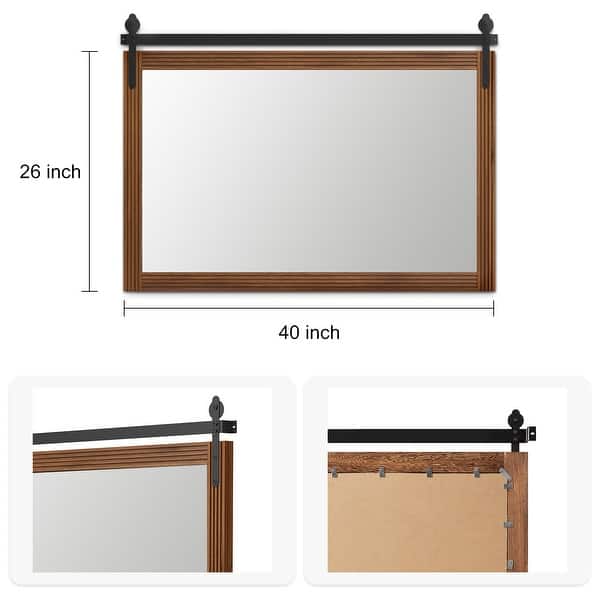 Farmhouse Barn Door Style Wood Wall Mirror - Bed Bath & Beyond - 39116648