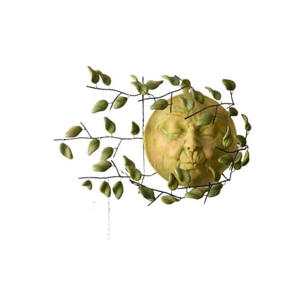 Wall Hanging Wind Blown Sun Face With Clay Leaves, Multicolor - Bed ...