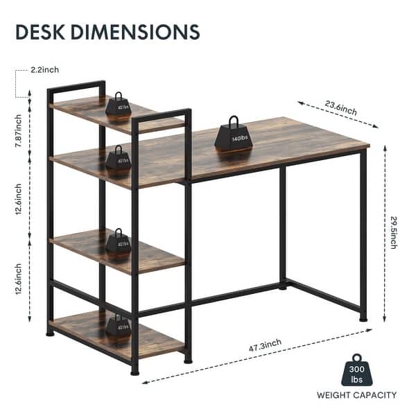 ACTIVESIT Computer Desk with Storage Shelves Home Office Desk Writing ...