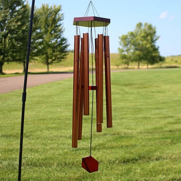 Sunnydaze Hand-Tuned Bamboo and Aluminum Hexagon Wind Chime - 33-Inch ...