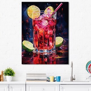 Designart "Cuba Libre Carnival Glass Glass II" Cocktails Wall Art - Bed ...