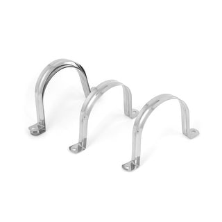 5 Pcs Stainless Steel Pipe Strap Clips Fastener Silver Tone for 90mm ...