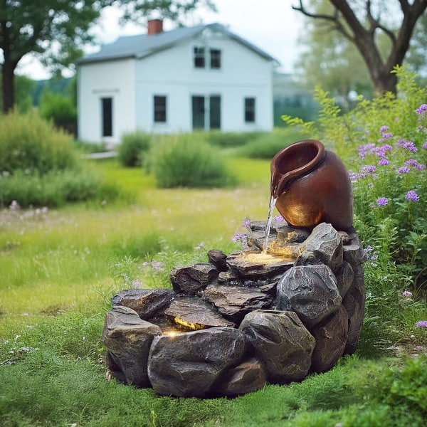 Outdoor Tiering Rocky River Stream Water Fountain Weather Resistant ...