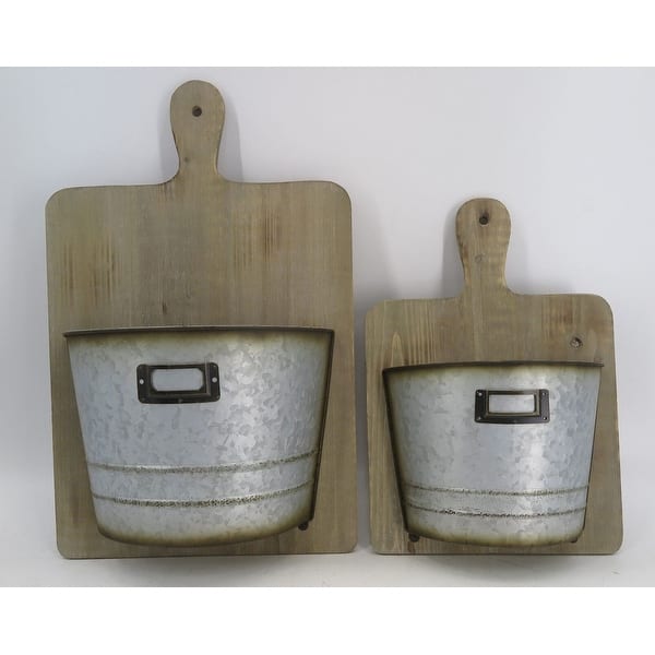 Cutting Board Back With Half Bucket Front Wall Planters (Set Of 2 ...
