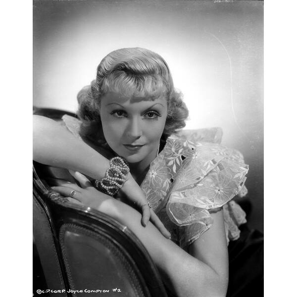 Joyce Compton Leaning on a Chair wearing a Dress in a Classic Portrait ...