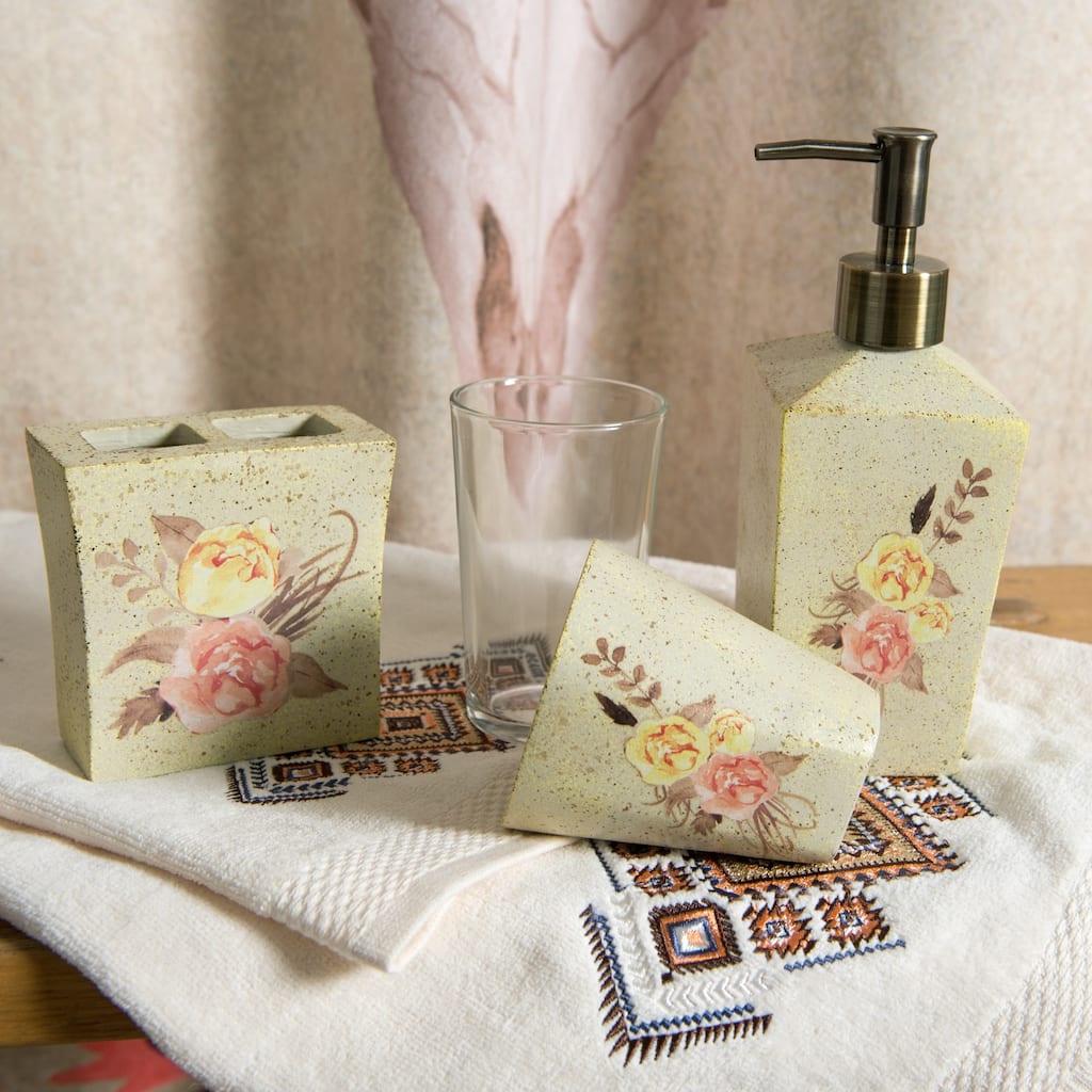 HiEnd Accents Rose Floral 3 Piece Bath Accessory Set - Overstock - 25622543