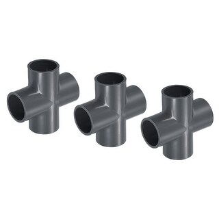 3pcs 1" PVC Water Pipe Fittings 4 Way Tee Cross Joint Connectors ...
