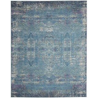 8' x 10' Blue Distressed Medallion Area Rug - 3'6" - Bed Bath & Beyond ...