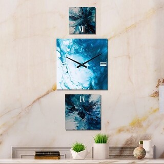 Designart "Teal and Black Aqueous Whimsy II" Abstract Print Large ...