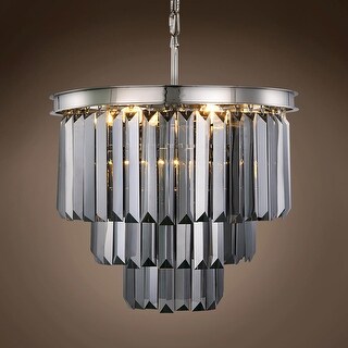 9 Light 20" Smoke Glass Fringe Polished Nickel Chandelier & Led - 20.50 ...