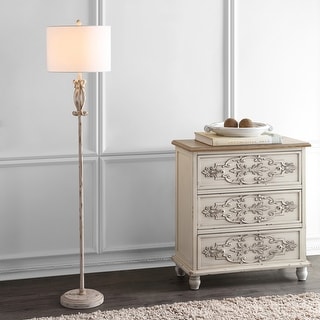 SAFAVIEH Lighting 61-inch Philippa White Washed LED Floor Lamp - 14" x ...