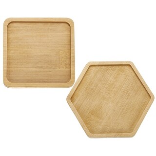 Bamboo Coaster Natural Wooden Drink Coasters Square and Hexagon - Wood ...