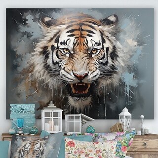 Designart "Minimalism Dark Tiger " Tiger Animal Wall Art - Bed Bath ...