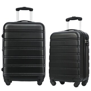 Travel Suitcase Sets 2 Piece Hard Suitcase Camp Trunks 20"/24", Black ...