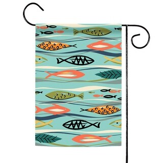 Orange and Green Frolicking Fish Outdoor Garden Flag 18" x 12.5" - Bed ...