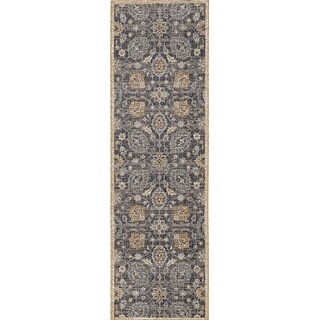 8' Taupe Machine Woven Vintage Traditional Indoor Runner Rug - 3'6 ...