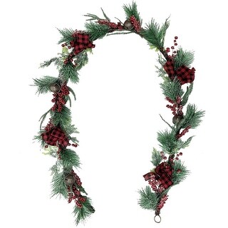 Fraser Hill Farm 9-Ft. Frosted Christmas Garland with Red Berries ...