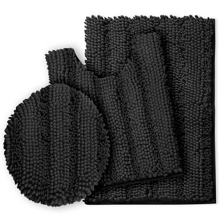 3Pcs Chenille Bath Mat Set - Bed Bath & Beyond - 39149375