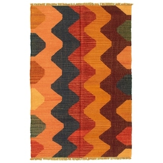 Flat-weave Sundance Brown, Red Wool Kilim - Bed Bath & Beyond - 31803381