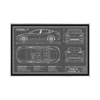 iCanvas "Tesla Model 3 (Long Range RWD) Blueprint" by Action Blueprints ...