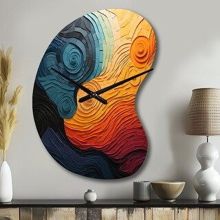 Teal Orange Op Art Rhythmic Illusion II - Op Art Wall Clocks in ...