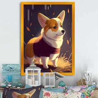 Designart "Cute Little Corgi Dog" Animals Mafia Framed Art Print - Bed ...