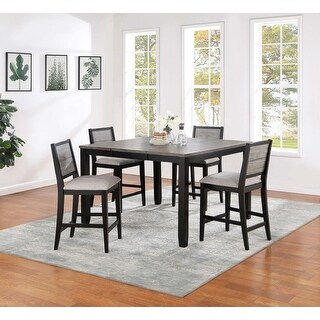 Centera Grey and Black 5-Piece Counter Height Dining Table Set - Bed ...